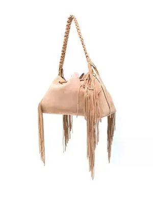 JIMMY CHOO Medium Cinch Fringed Shoulder Bag - Neutrals