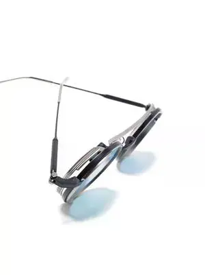 AKONI Eris Round-frame Double-bridge Sunglasses - Blue