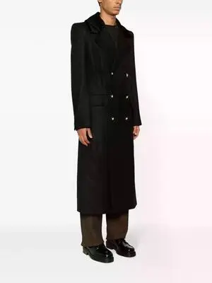 Casablanca Double-breasted Wool Coat With Faux-fur Trim