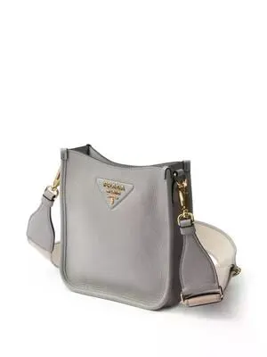 Prada Mini Leather Shoulder Bag - Grey