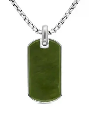 David Yurman Sterling Chevron Tag With Nephrite Jade - Silver