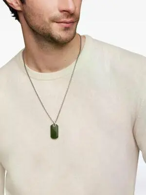 David Yurman Sterling Chevron Tag With Nephrite Jade