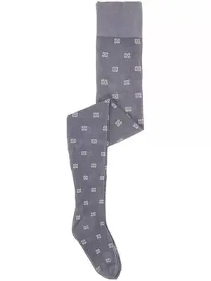 GANNI Embroidered Logo Knee-high Socks - Grey