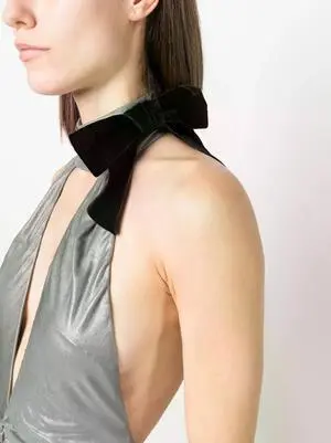Alessandra Rich Halterneck Open-back Evening Dress With Plunging V-neck