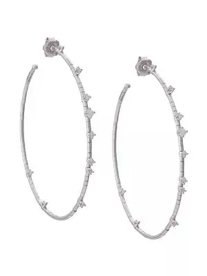 MATTIA CIELO 18kt White Gold Diamond Hoop Earrings - Silver