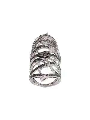 Stephen Webster 18kt Gold And Diamond Embellished Armour Ring - Silver