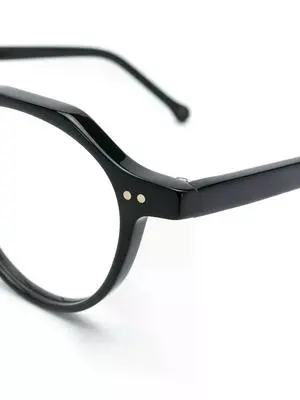 LESCA Round Frame Glasses - Black