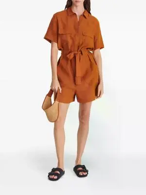 ERES Généreux" Playsuit With Belted Waist And Flap Pockets - Brown