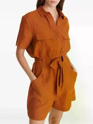 ERES Généreux" Playsuit With Belted Waist And Flap Pockets - Brown