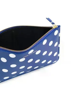 Comme Des Garçons Leather Zip Pouch With Polka Dot Print