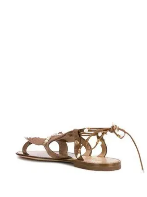 Santoni Open-toe Beaded-fringed Sandals