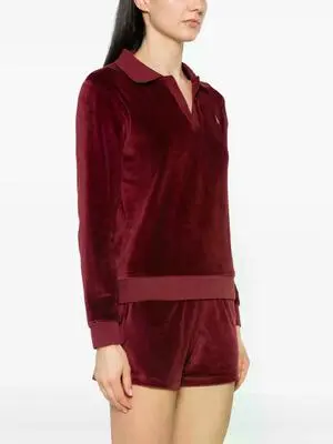 SPORTY & RICH Src Velour Polo Top