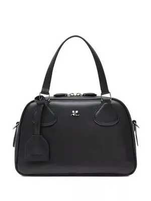 COURREGES Logo Plaque Leather Bowling Bag