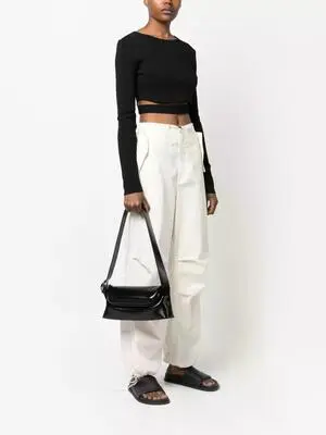 OSOI Folder Brot Leather Shoulder Bag - Black
