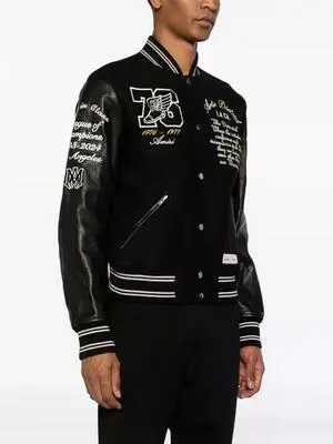 Amiri Varsity Bomber Jacket With Leather Panelling
