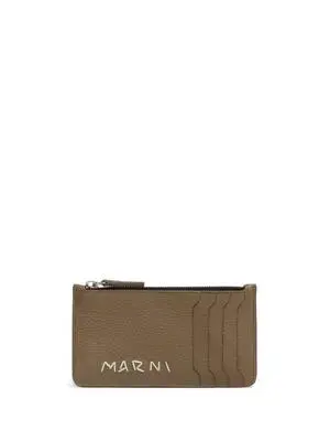 Marni Embroidered-logo Cardholder - Neutrals