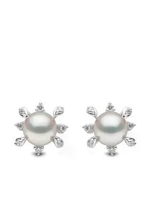 Yoko London 18kt White Gold Pearl And Diamond Earrings - Silver