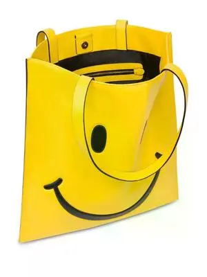 Moschino Smiley Leather Shoulder Bag - Yellow