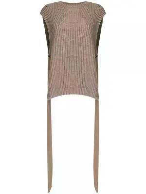 Goen.j Side-tie Knitted Top - Brown