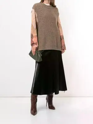 Goen.j Side-tie Knitted Top - Brown
