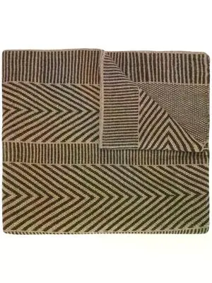 Voz Striped Chevron Shawl Scarf - Brown