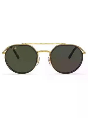 Ray-ban Logo-print Round-frame Sunglasses - Gold
