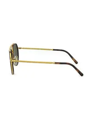 Ray-ban Logo-print Round-frame Sunglasses - Gold