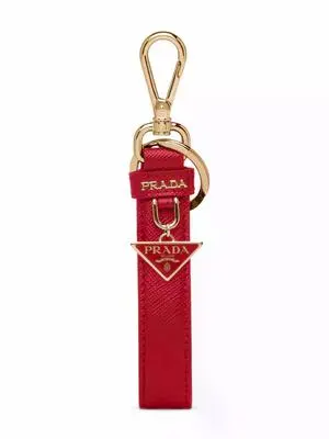 Prada Triangle-logo Leather Keychain - Red