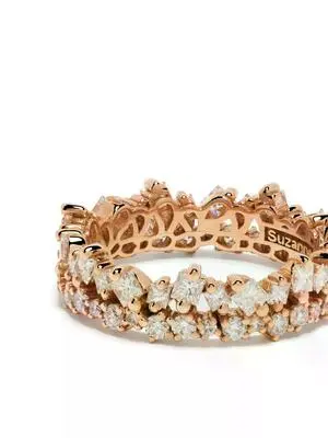 SUZANNE KALAN 18kt Rose Gold Diamond Double-stack Ring