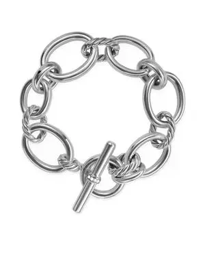 David Yurman Sterling And Diamond Link Chain Bracelet