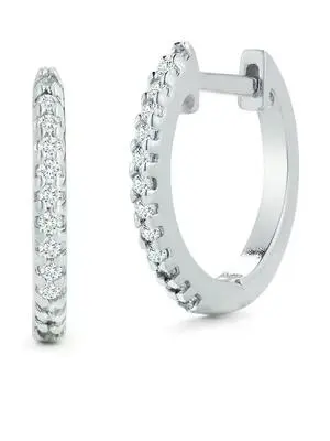 Mateo 14kt White Gold 12mm Diamond Huggie Hoops - Silver