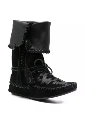 Isabel Marant Étoile Winki Boots In Braided And Suede Leather - Black
