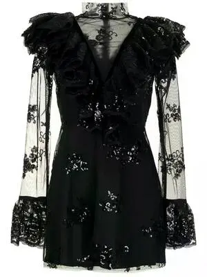 MACGRAW Sheer Panel Sequin Mini Dress