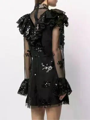 MACGRAW Sheer Panel Sequin Mini Dress