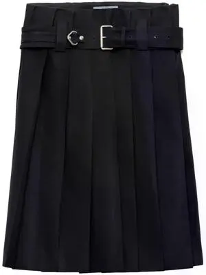 Prada Belted Pleated Skirt