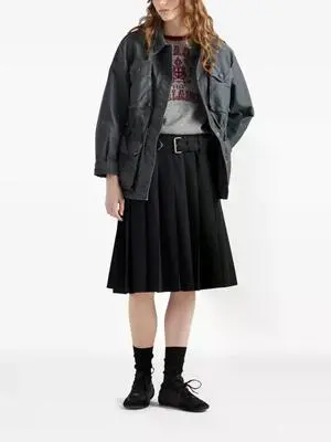 Prada Belted Pleated Skirt