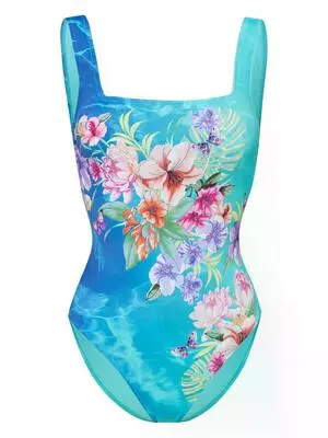 Johnny Was Water Tropic Square-neck One-piece Swimsuit - Blue