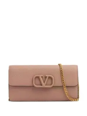 Valentino Garavani Vlogo Signature Leather Wallet-on-chain - Neutrals