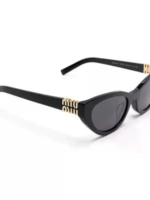 Miu Miu Logo-plaque Sunglasses - Black