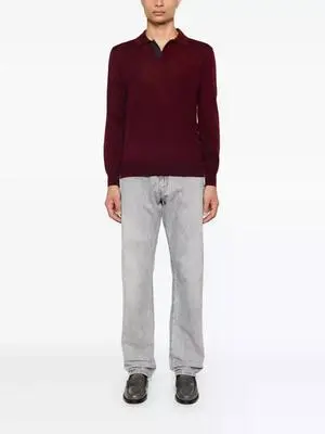 Canali Merino Wool Polo Shirt - Red