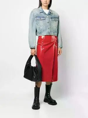 Gucci Crocodile-effect Lambskin Pencil Skirt