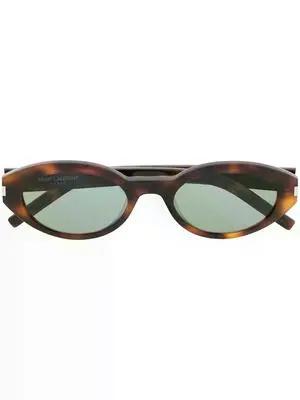 Saint Laurent Oval-frame Tortoiseshell-effect Sunglasses - Brown