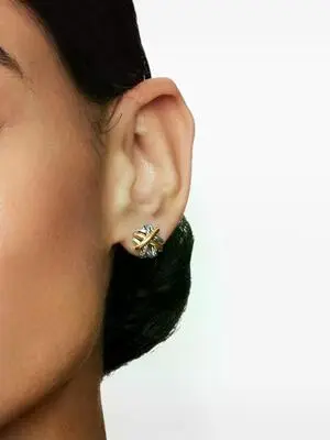 David Yurman 18kt Yellow Gold And Sterling Crossover Stud Earrings
