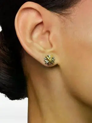David Yurman 18kt Yellow Gold And Sterling Crossover Stud Earrings