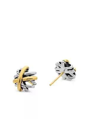 David Yurman 18kt Yellow Gold And Sterling Crossover Stud Earrings