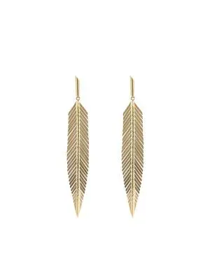 CADAR 18kt Rose Feather Drop Earrings - Gold