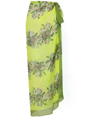 AMIR SLAMA Printed Beach Skirt - Green