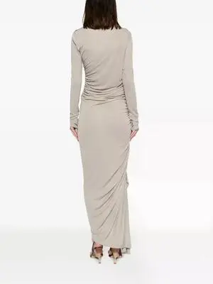 ANDREĀDAMO Asymmetric Draped Midi Dress - Grey