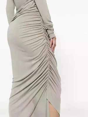 ANDREĀDAMO Asymmetric Draped Midi Dress - Grey