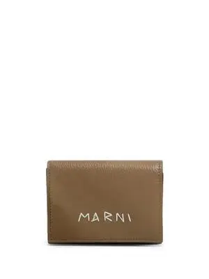 Marni Logo-embroidered Leather Wallet - Brown